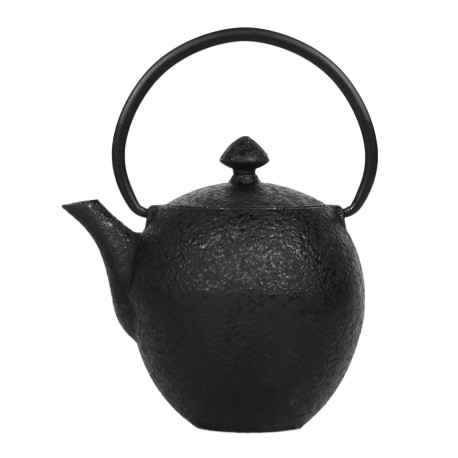 Théière en fonte facon granit, avec filtre en inox.