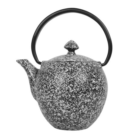 Théière en fonte facon granit, avec filtre en inox.